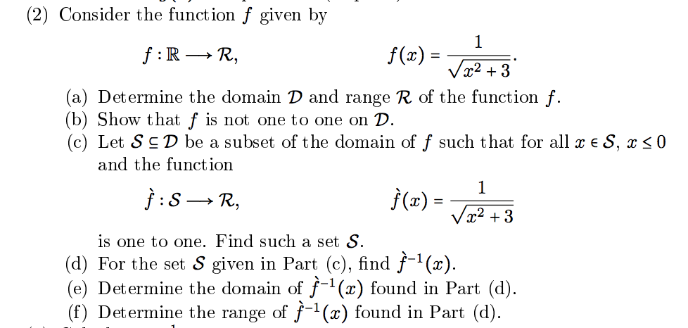 Solved (2) Consider the function f given by r2 + 3 (a) | Chegg.com