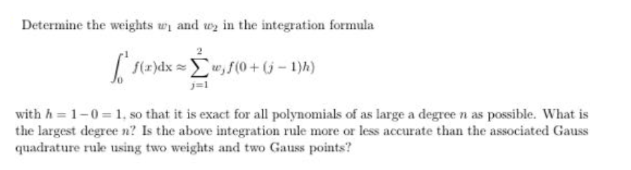 Solved Determine the weights omega_1 and omega_2 in the | Chegg.com