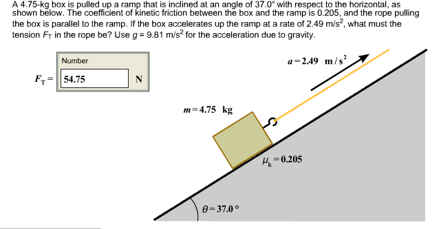 Solved A 4.75-kg box is pulled up a ramp that is inclined at | Chegg.com