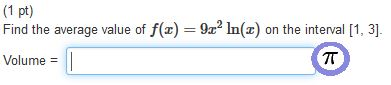 Solved Find the average value of f(x) = 9x^2 ln(x) on the | Chegg.com