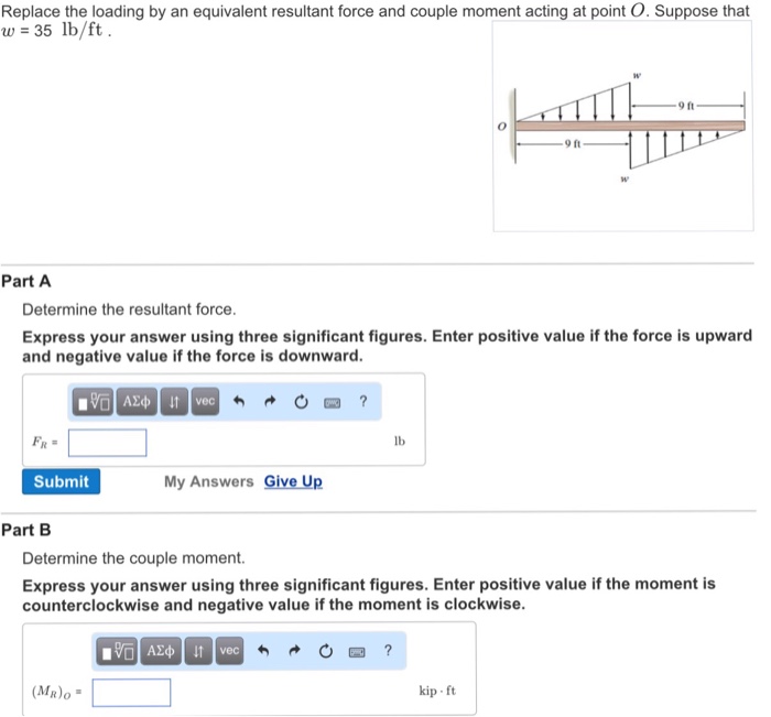 Solved Replace the loading by an equivalent resultant force | Chegg.com