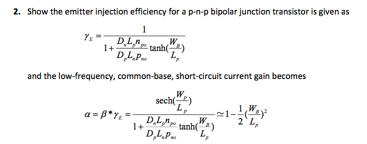 Solved Show the emitter injection efficiency for a p-n-p | Chegg.com