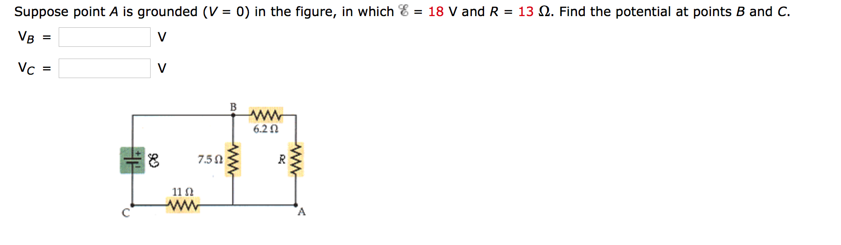 Solved Suppose point A is grounded (V = 0) in the figure, in | Chegg.com