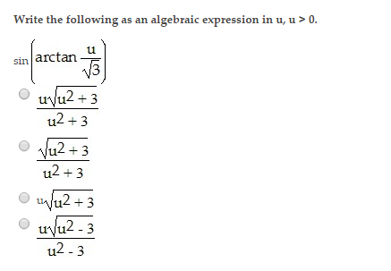 Solved Write the following as an algebraic expression in u, | Chegg.com