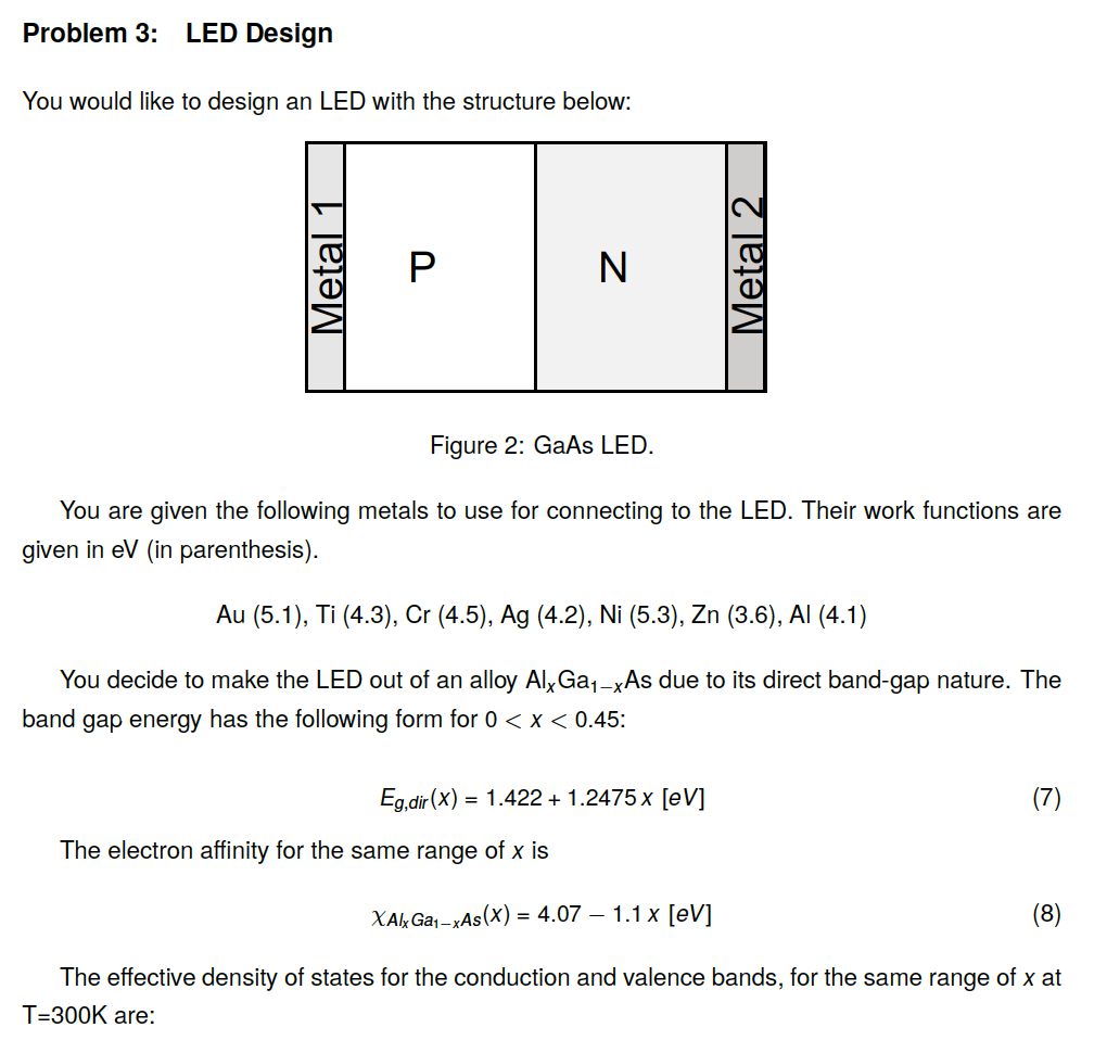 (N Cu Figure 2: GaAs LED | Chegg.com