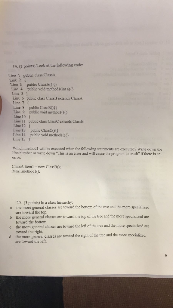 Solved Look at the following code: Line 1 public class | Chegg.com