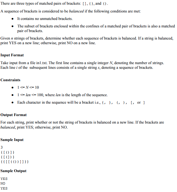 Solved There are three types of matched pairs of brackets: | Chegg.com