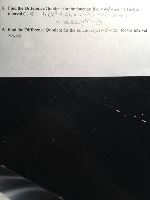 Solved Find the Difference Quotient for the function f(x) = | Chegg.com