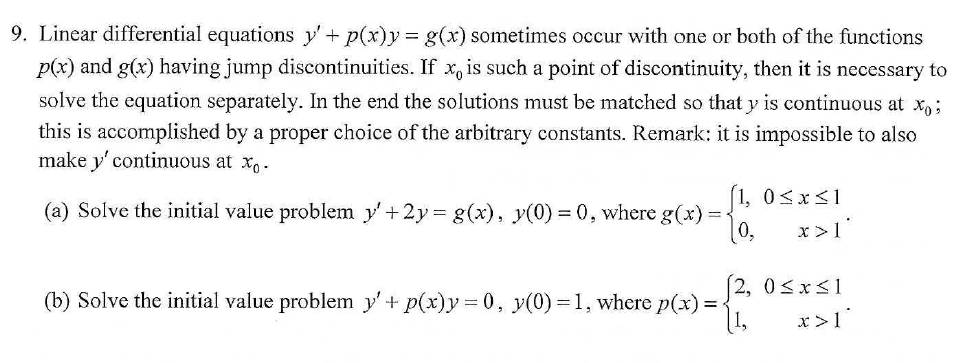 Solved Linear Differential Equations Sometimes Occur With On 