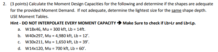 Solved (3 points) Calculate the Moment Design Capacities for | Chegg.com
