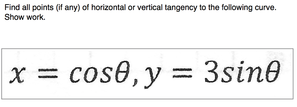 Solved Find all points (if any) of horizontal or vertical | Chegg.com