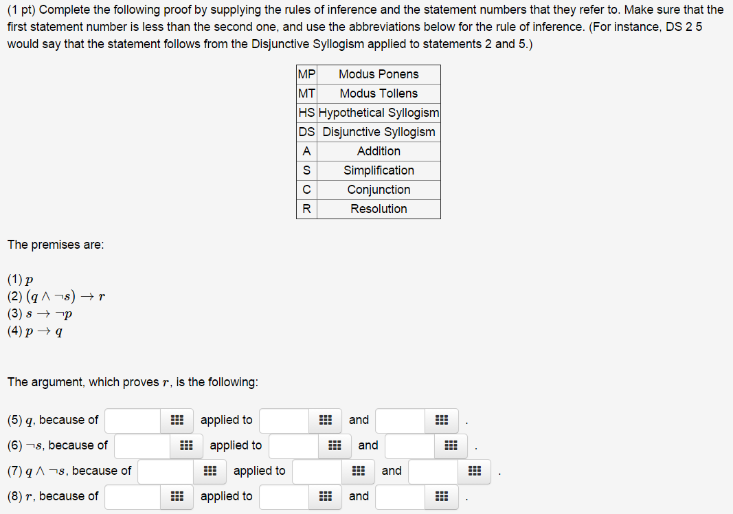 Complete the following proof by supplying the rules | Chegg.com