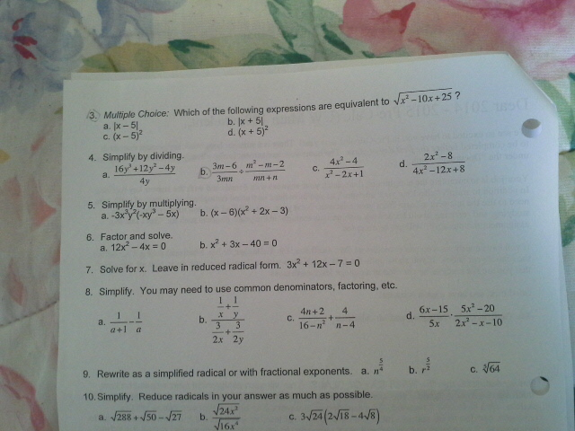 Simplify each expression. Multiple Choice: Which of | Chegg.com
