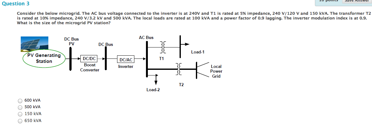 Question 3 Consider the below microgrid. The AC bus | Chegg.com