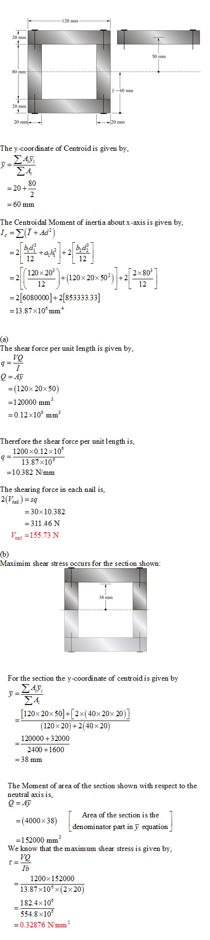 (Solved) - A square box beam is made of two 20 X 80-mm planks and two ...