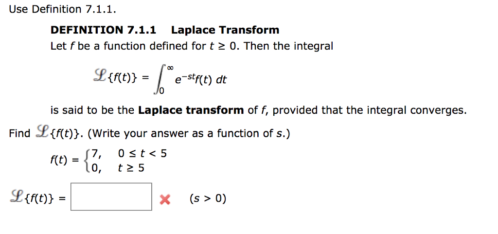 Solved Use Definition 7 1 1 Definition 7 1 1 Laplace