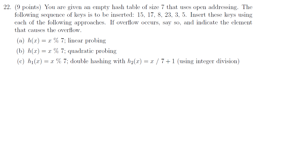 Solved You are given an empty hash table of size 7 that uses | Chegg.com