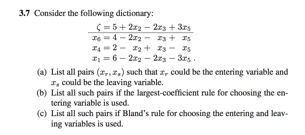 Solved 3.7 Consider the following dictionary: S-5 + 2x2 - | Chegg.com
