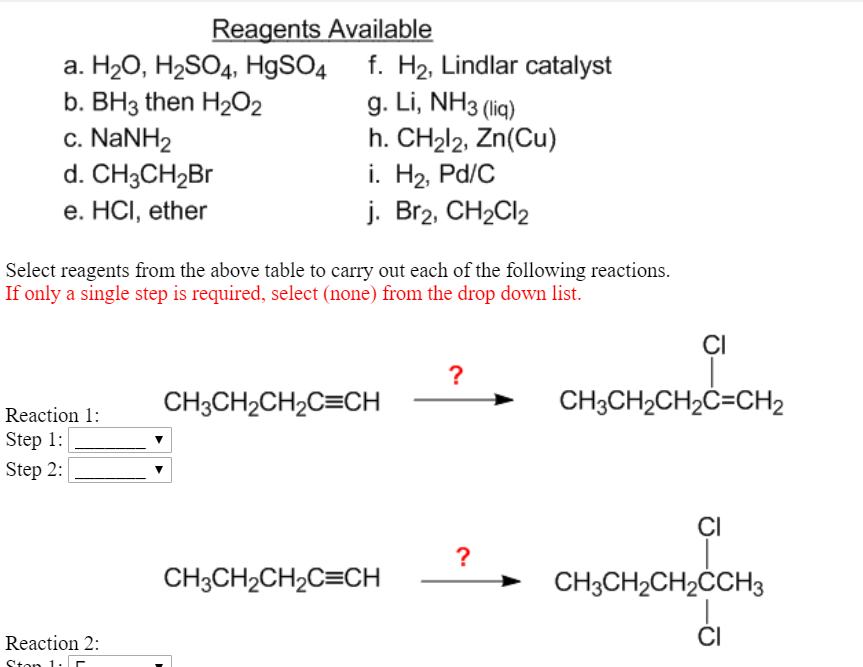 Solved 1.Select reagents from the above table to carry out | Chegg.com