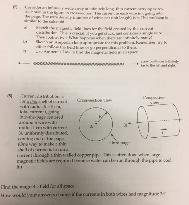 Solved Consider an infinitely wide array of infinitely long, | Chegg.com