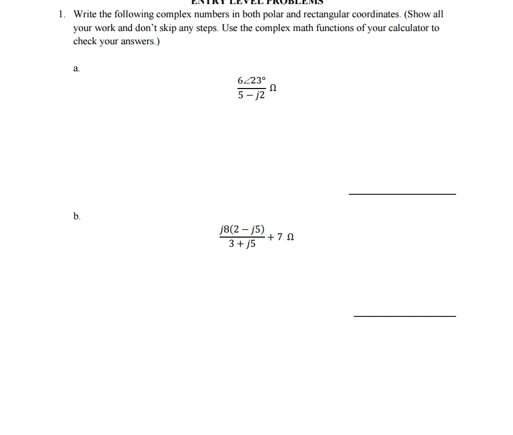 Solved Write the following complex numbers in both polar and | Chegg.com
