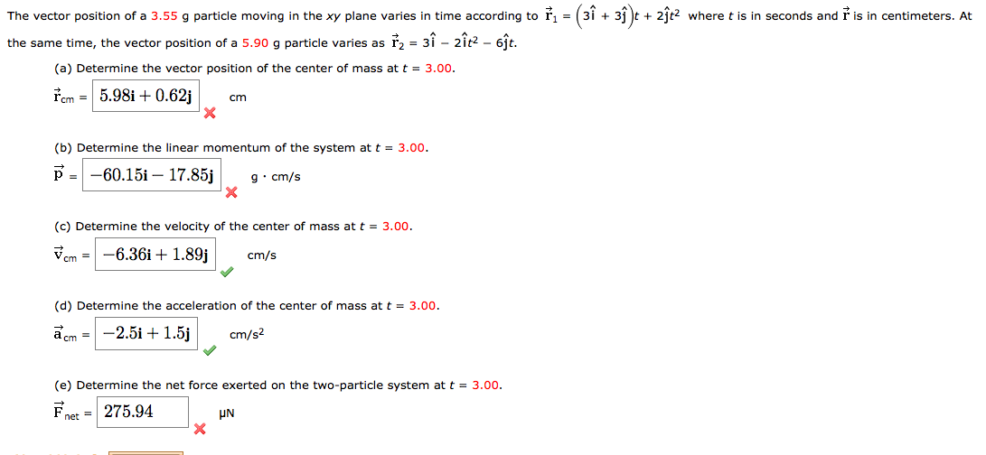 Solved The Vector Position Of A 3 55 G Particle Moving In