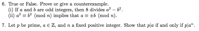 Solved True or False. Prove or give a counterexample. If a | Chegg.com