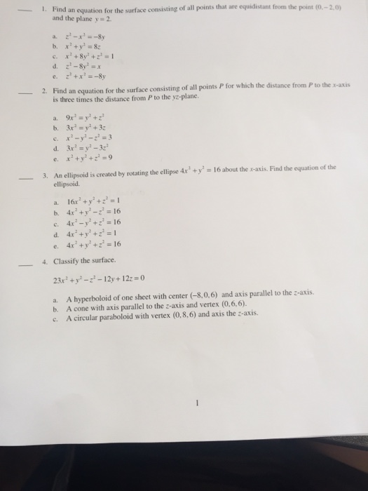 Solved Find an equation for the surface consisting of all | Chegg.com