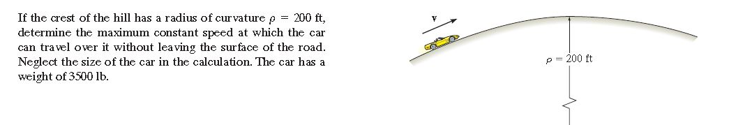 Solved If the crest of the hill has a radius of curvature | Chegg.com