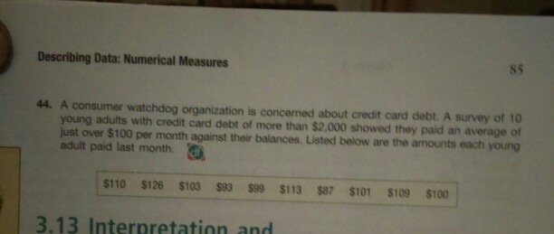 Solved Describing Data: Numerical Measures 44. A consumer | Chegg.com
