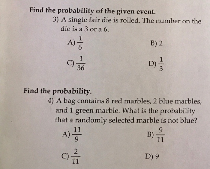 Solved Find the probability of the given event. A single | Chegg.com
