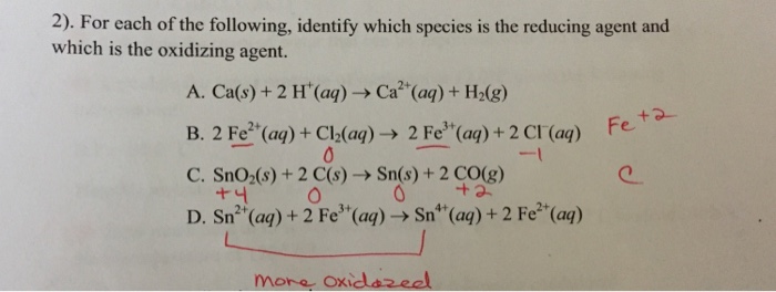 Solved For each of the following, identify which species is | Chegg.com