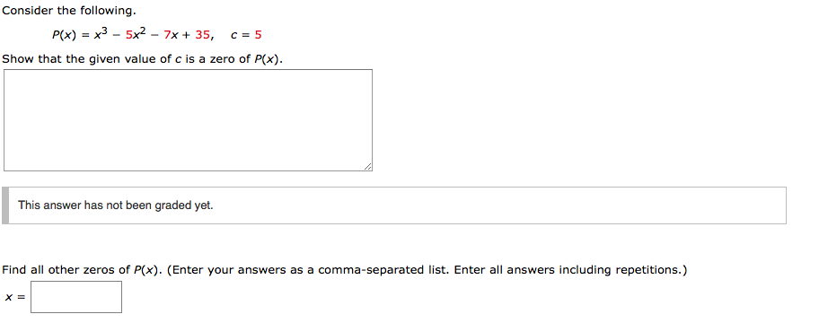 Solved Consider the following. P(x) = x^3 - 5x^2 - 7x + 35, | Chegg.com