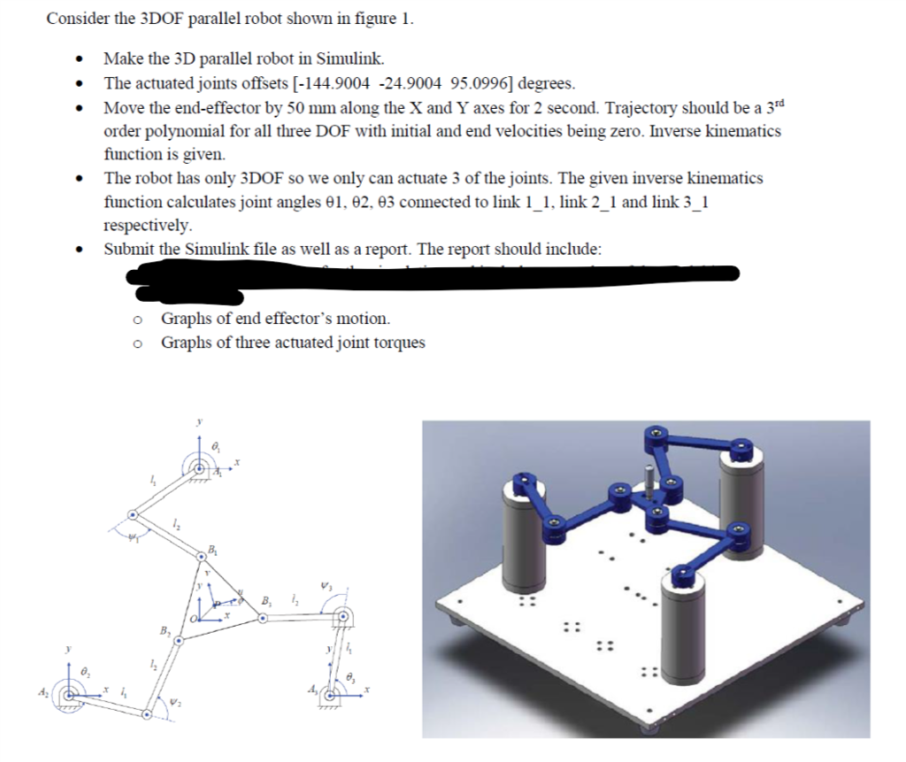 Consider the 3DOF parallel robot shown in figure 1. | Chegg.com