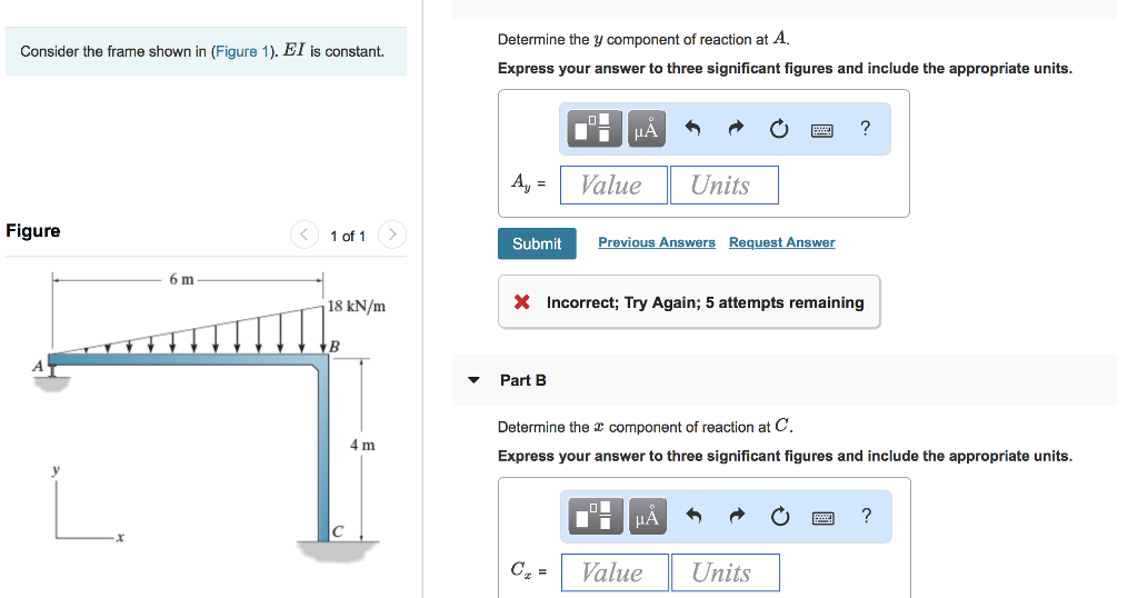 Solved Determine the y component of reaction at A. Express | Chegg.com