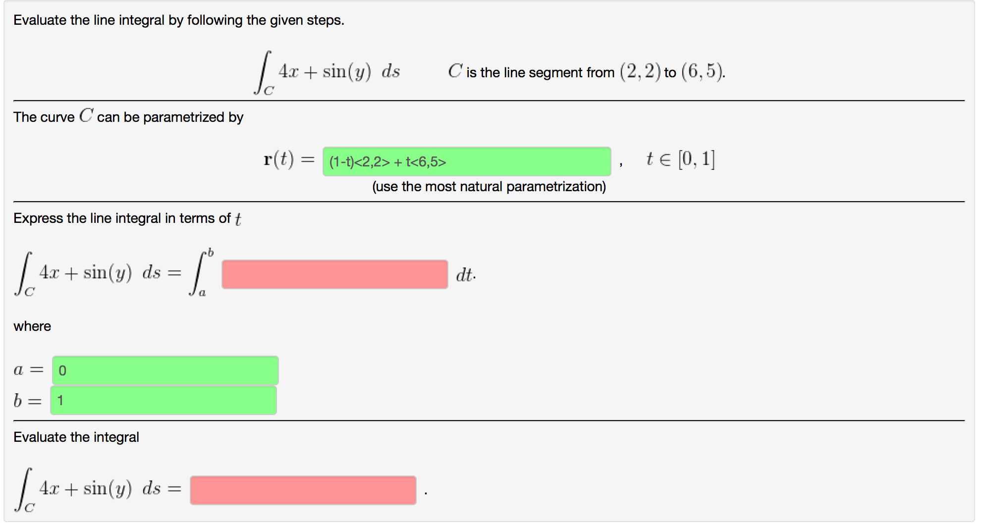 Solved Evaluate the line integral by following the given | Chegg.com