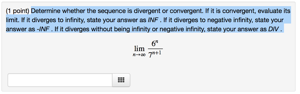 Solved 1 point) Determine whether the sequence is divergent | Chegg.com