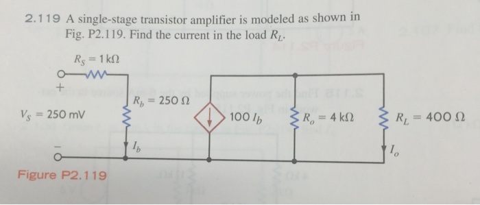 Solved A single-stage transistor amplifier is modeled as | Chegg.com