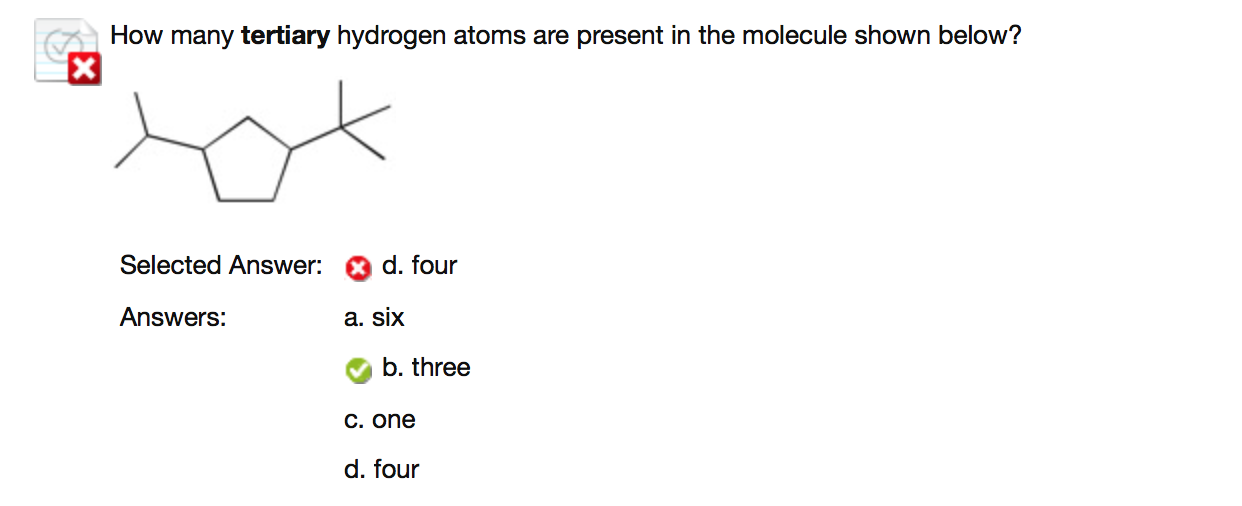 Solved How many tertiary hydrogen atoms are present in the | Chegg.com