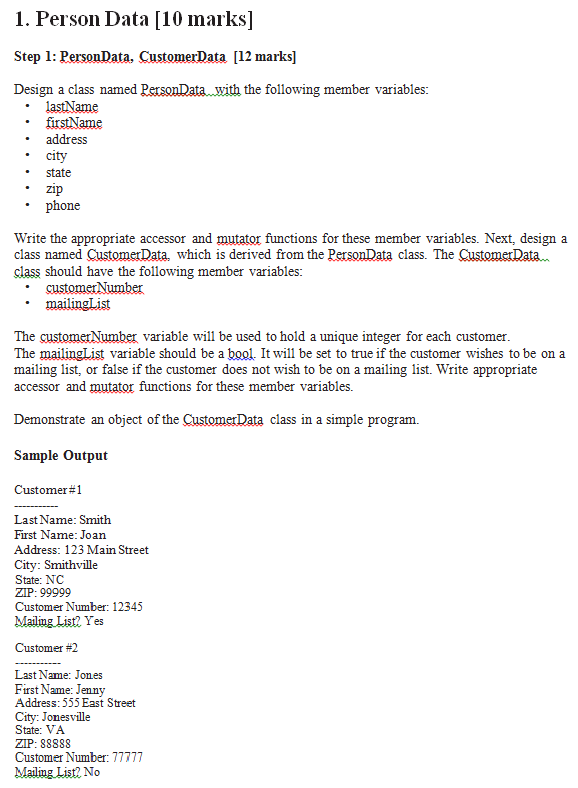 Solved To be done in C++ Please Include an output | Chegg.com