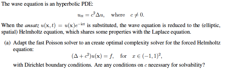 Adapt the fast Poisson solver to an create optimal | Chegg.com