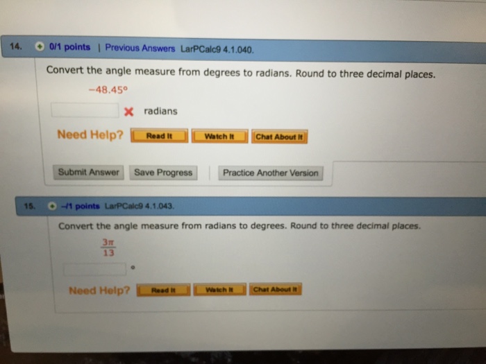 Solved Convert the angle measure from degrees to radians. | Chegg.com
