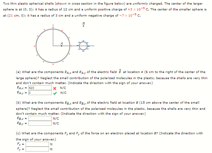 Solved Two thin plastic spherical shells (shown in cross | Chegg.com