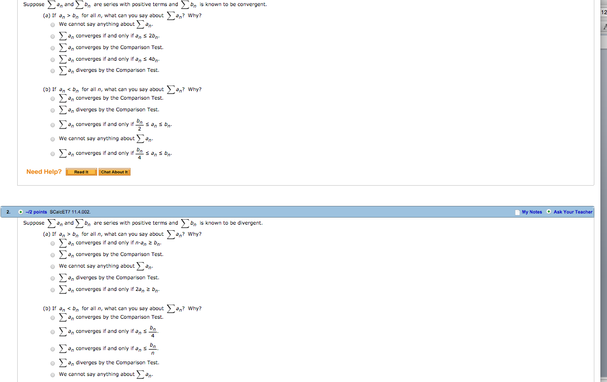 Solved Suppose Summation an and Summation bn are series with | Chegg.com