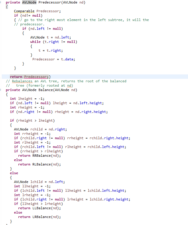Solved In a Java AVL tree class, some functions below are | Chegg.com