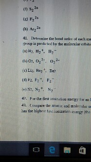 Solved Determine the bond order of each member of the | Chegg.com