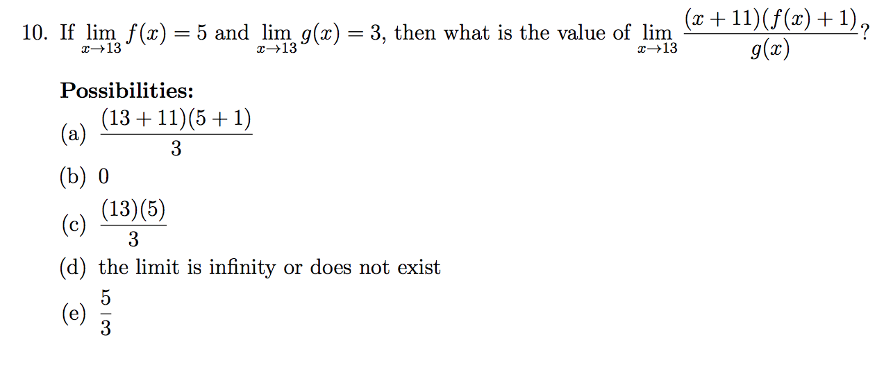 Solved 10 If Lim X Tends To 13 F x 5 And Lim X Tends To Chegg