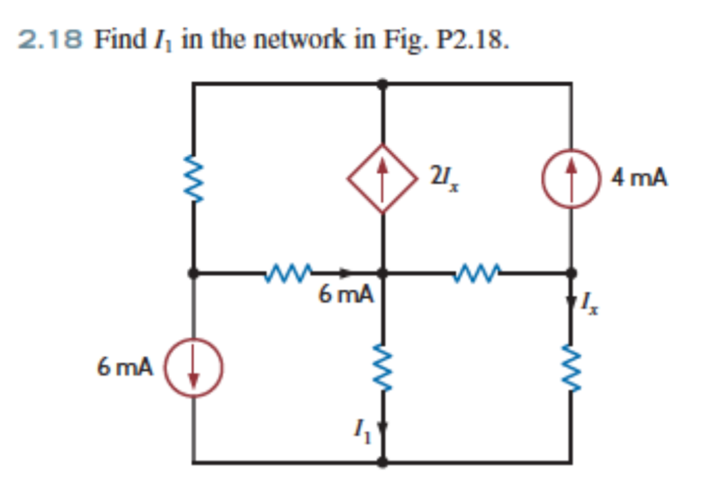 Solved Find I_1 in the network in Fig. P2.18. | Chegg.com
