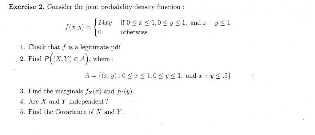 Solved Consider the joint probability density function: | Chegg.com