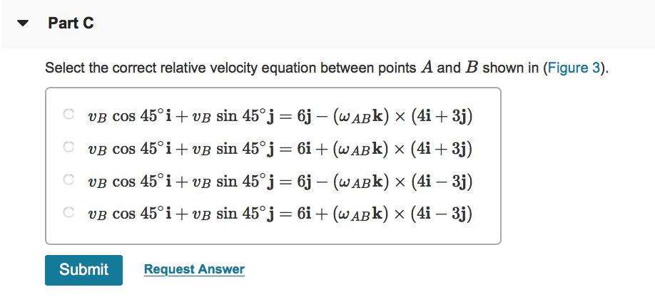 Solved Part C Select the correct relative velocity equation | Chegg.com